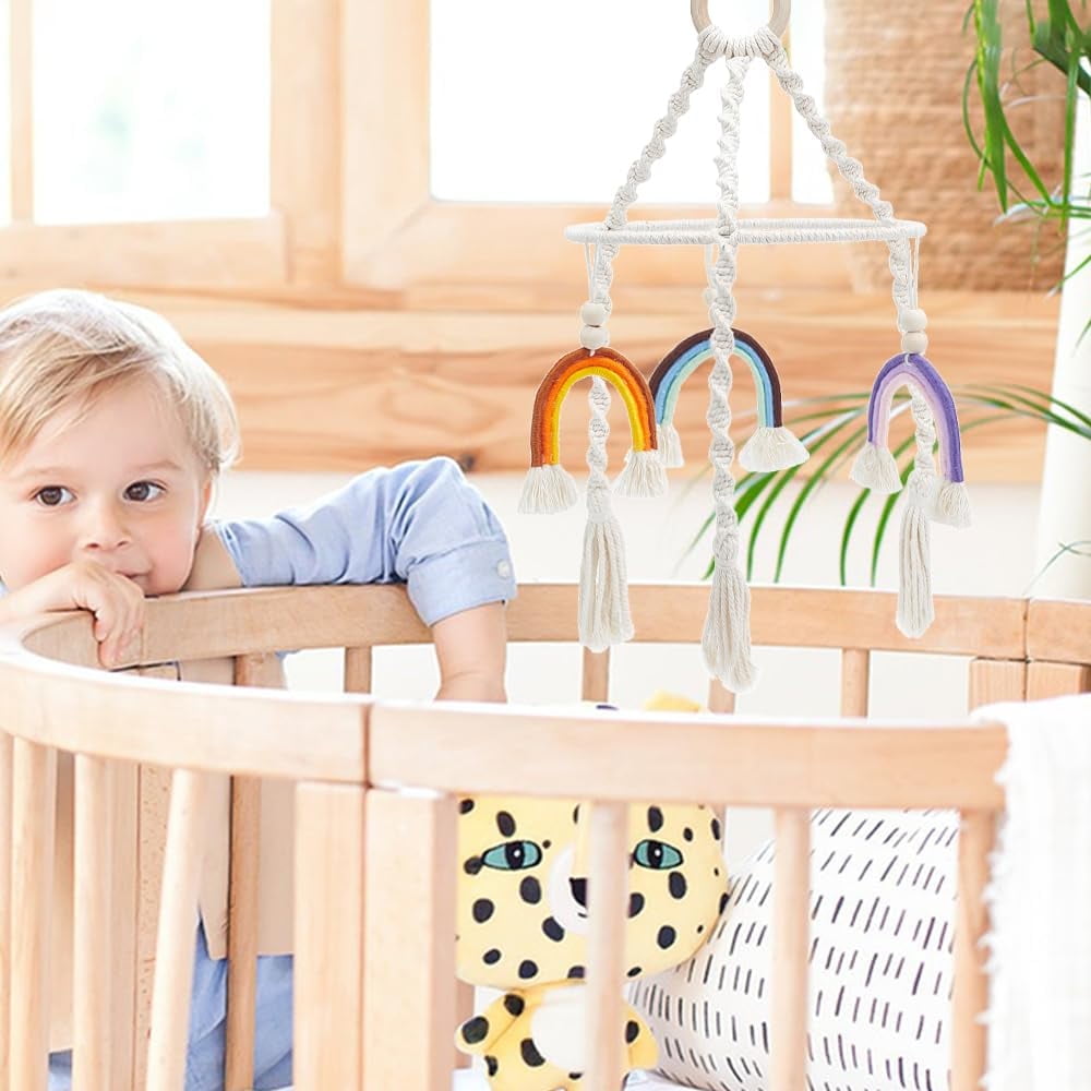 DIY Macrame Mobile for Bed Rainbow Bed Hanging Mobile Macrame Mobile ...