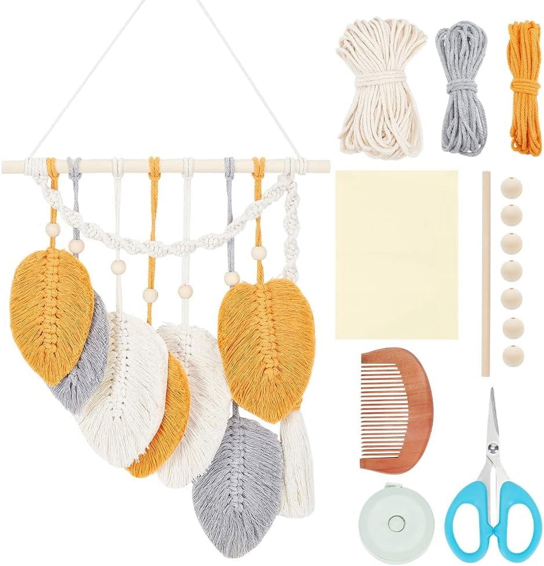 DIY Macrame Wall Hanging Leaves Kit Handmade Woven Tapestry DIY Macrame ...