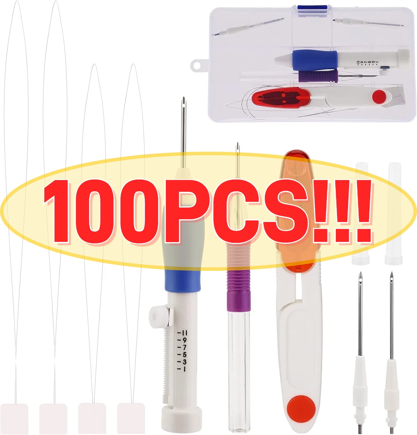 DIY Magic Embroidery Pen Kit Knitting Stitching Tool, Adjustable Punch ...