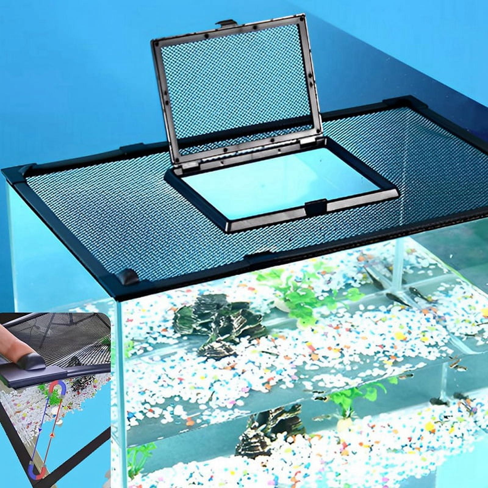 DIY Magnetic Aquarium Lid Fish Tank Hood Top Cover Anti-Jumping Net ...