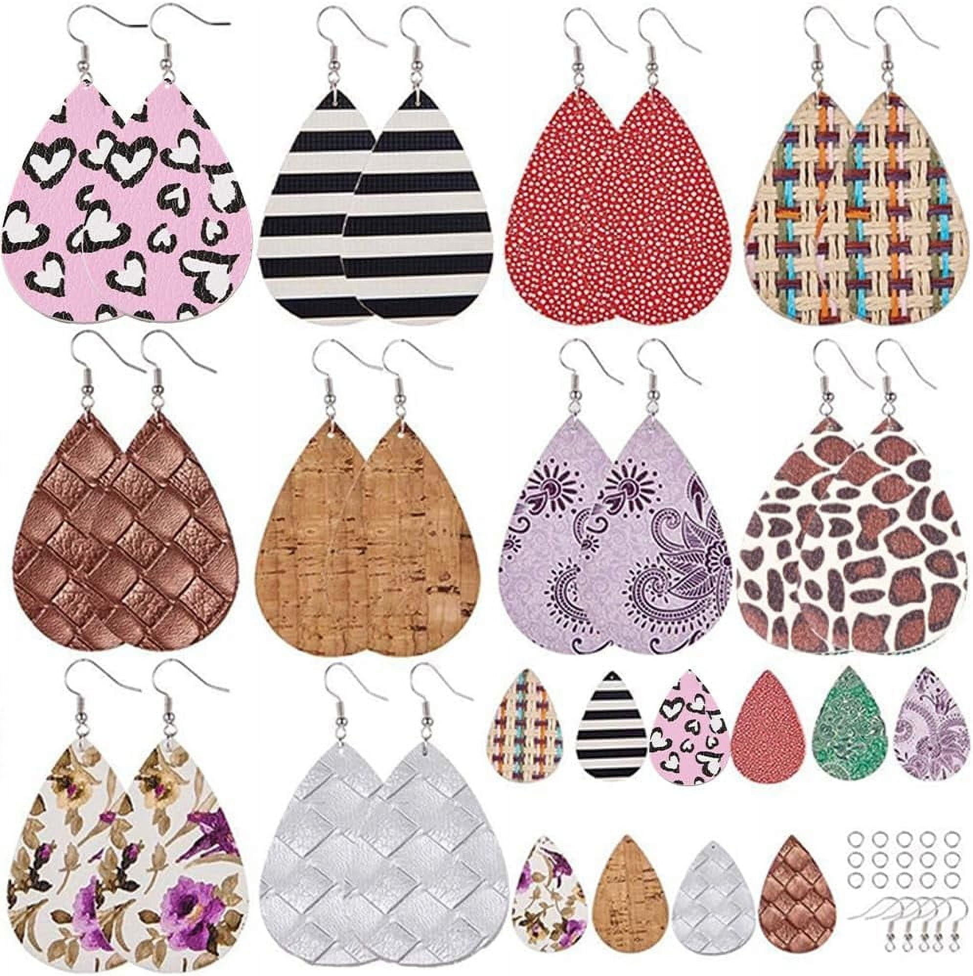 DIY Make 10 Pairs Leather Teardrop Drop Dangle Earring Making Starter ...