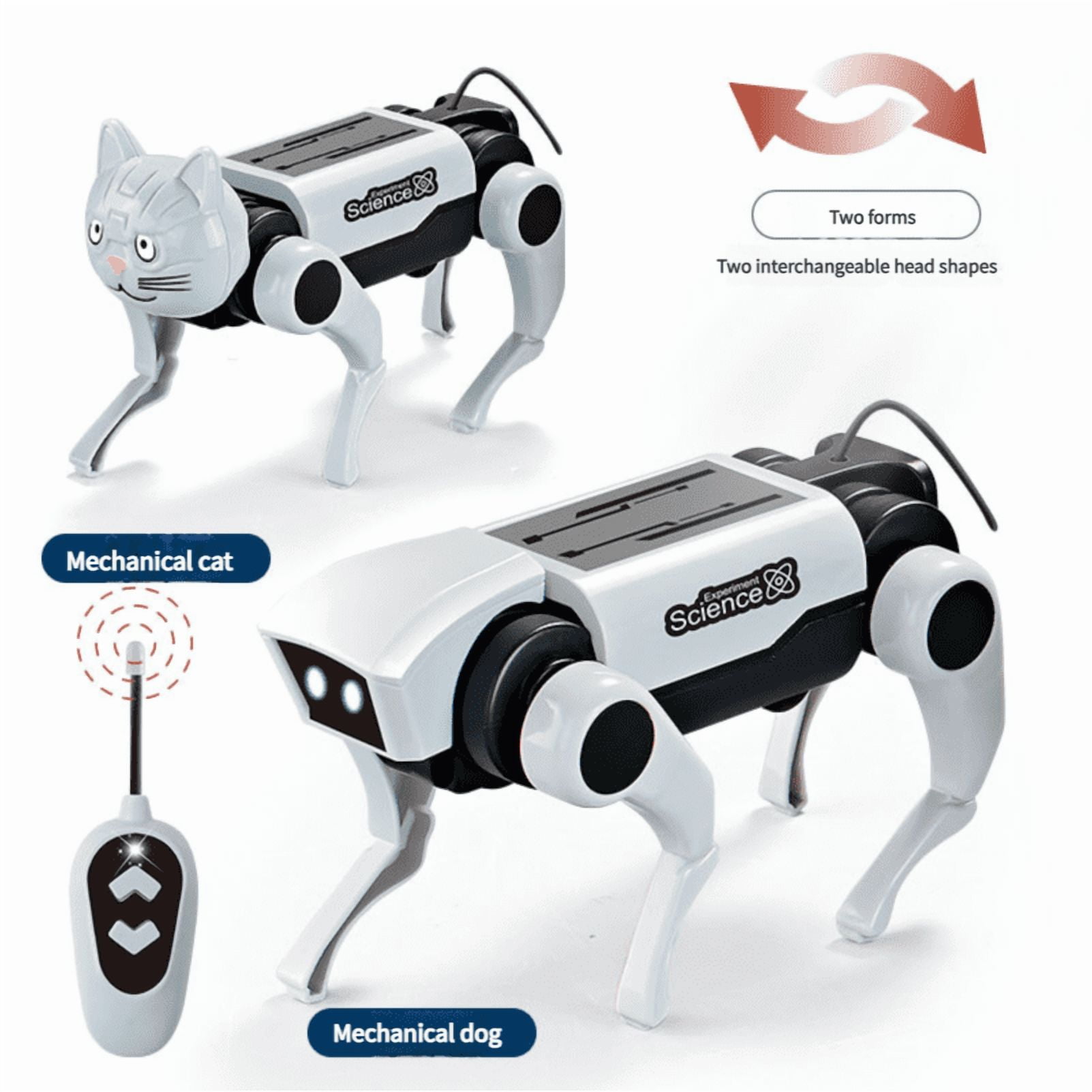 DIY Mechanical Pet Solar Robot Dog Cat Toy – STEM Educational Remote Control Walking Robot Kit ...