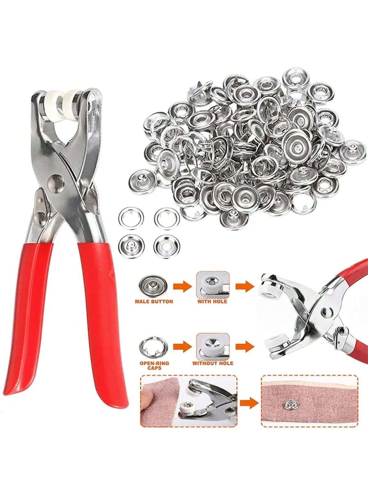 DIY Metal Snaps Buttons with Fastener Pliers Press Tool Kit, 9.5mm for ...