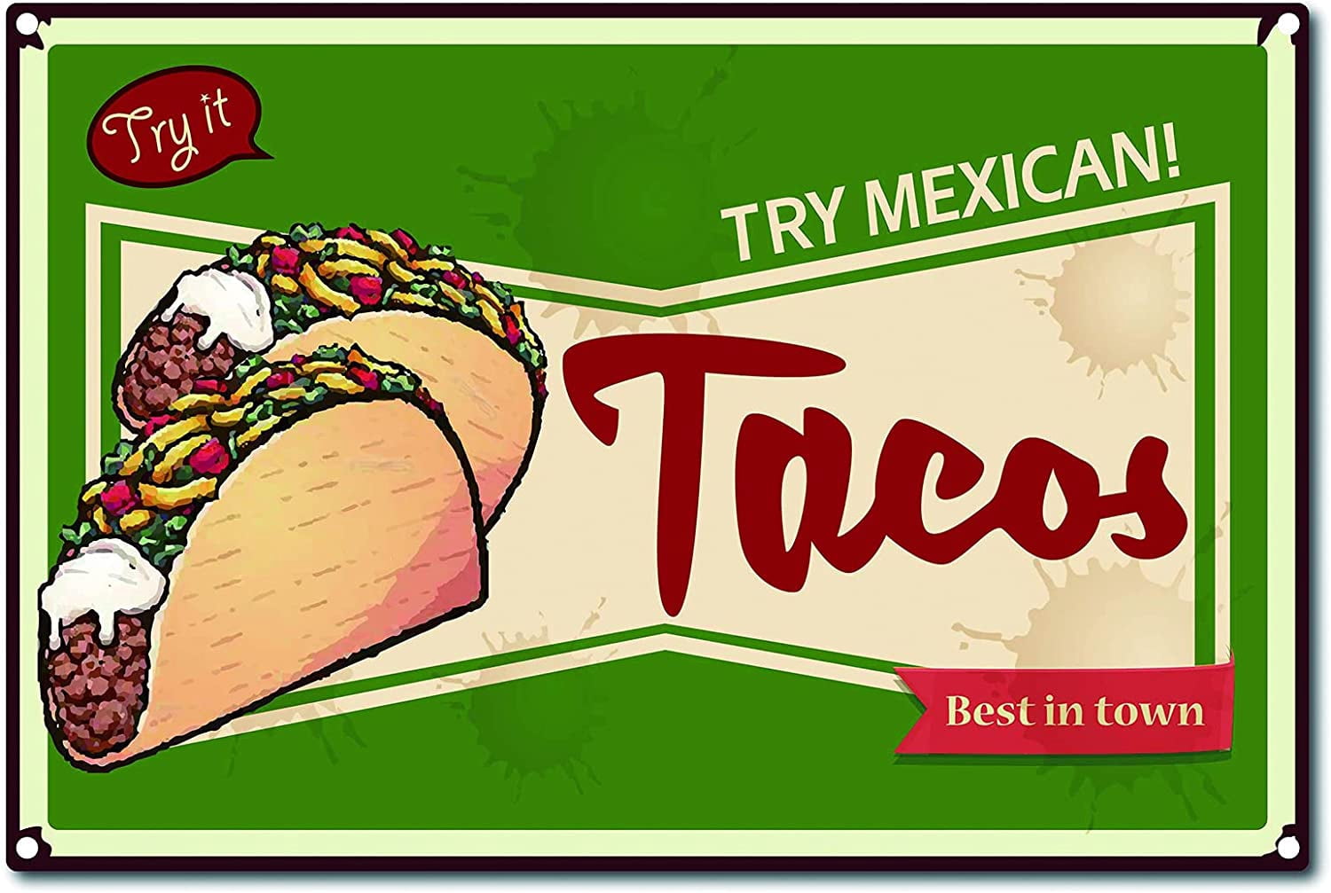 DIY Mexican Tacos Metal Wall Sign Vintage Metal Wall Decor Decoration ...