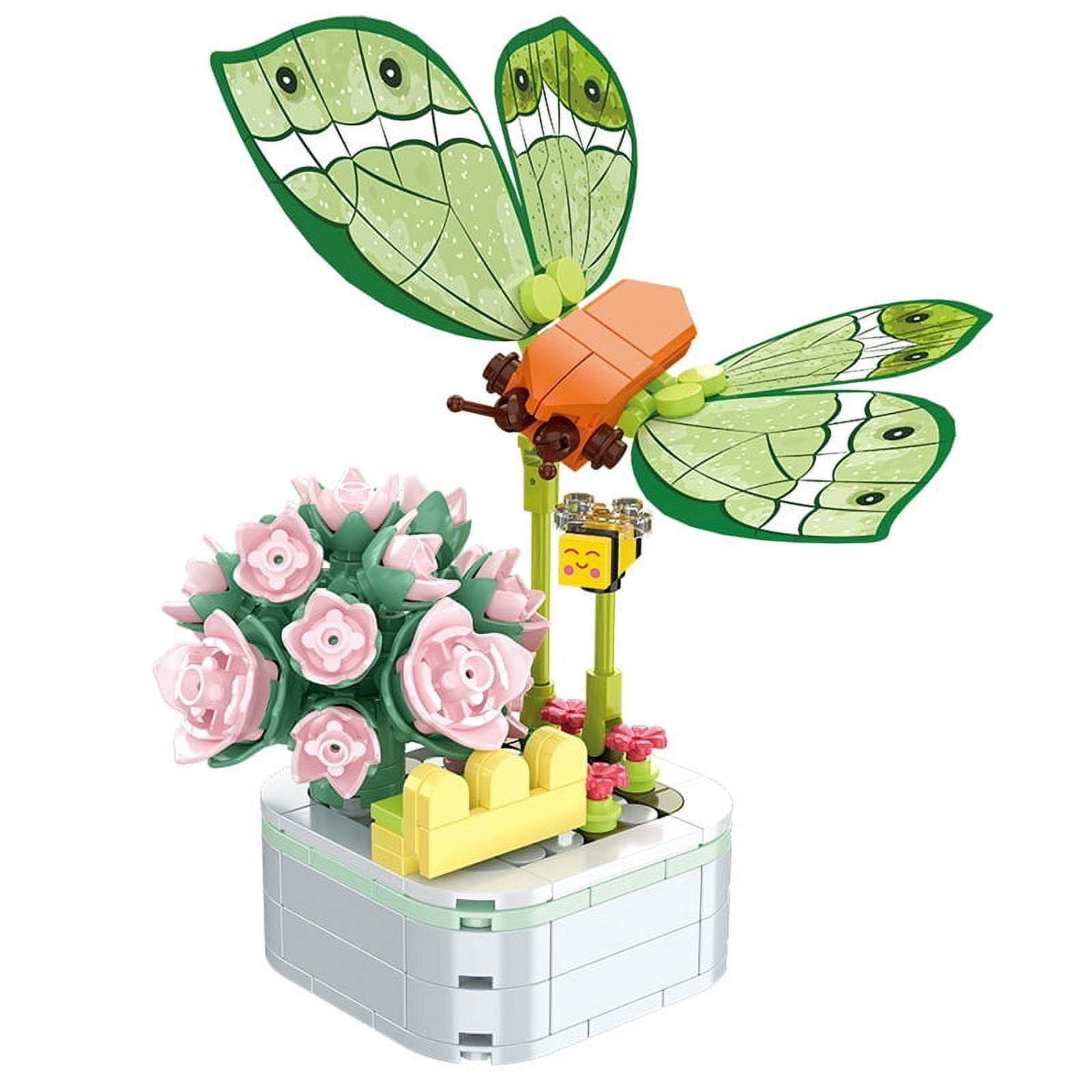 DIY Mini Butterfly Insect Potted Plant Bonsai Flower Block Rose ...