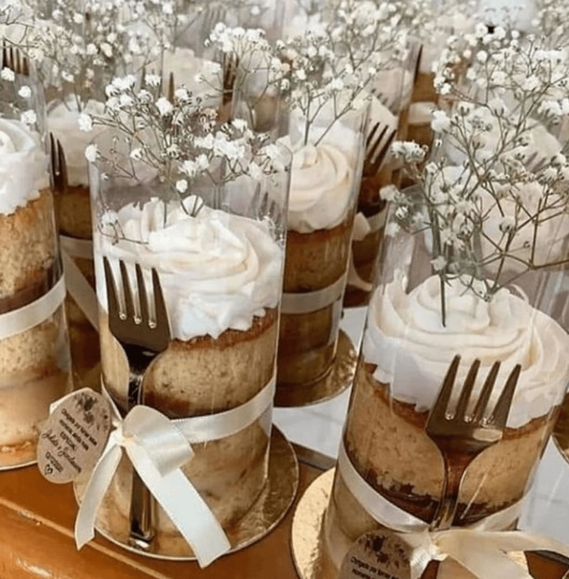 DIY Mini Cake Favor Set Clear Cake Wrap w/Mini Forks for Dessert ...