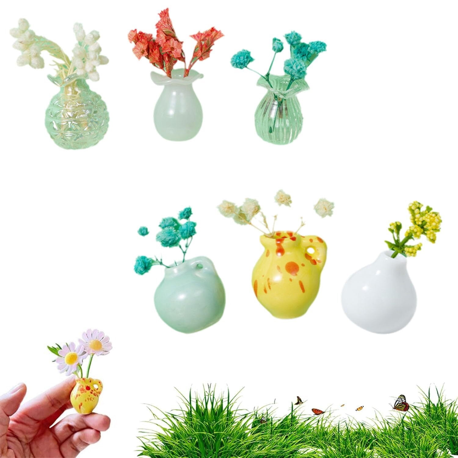DIY Mini Ceramic Vase Magnets for Fridge (6/8/9 Pcs), Pocket 3D Ceramic ...