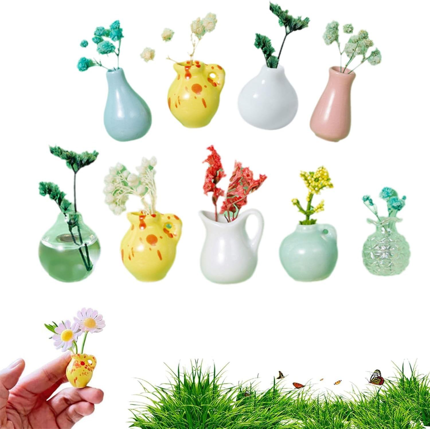 DIY Mini Ceramic Vase Magnets for Fridge (6/8/9 Pcs), Pocket 3D Ceramic ...