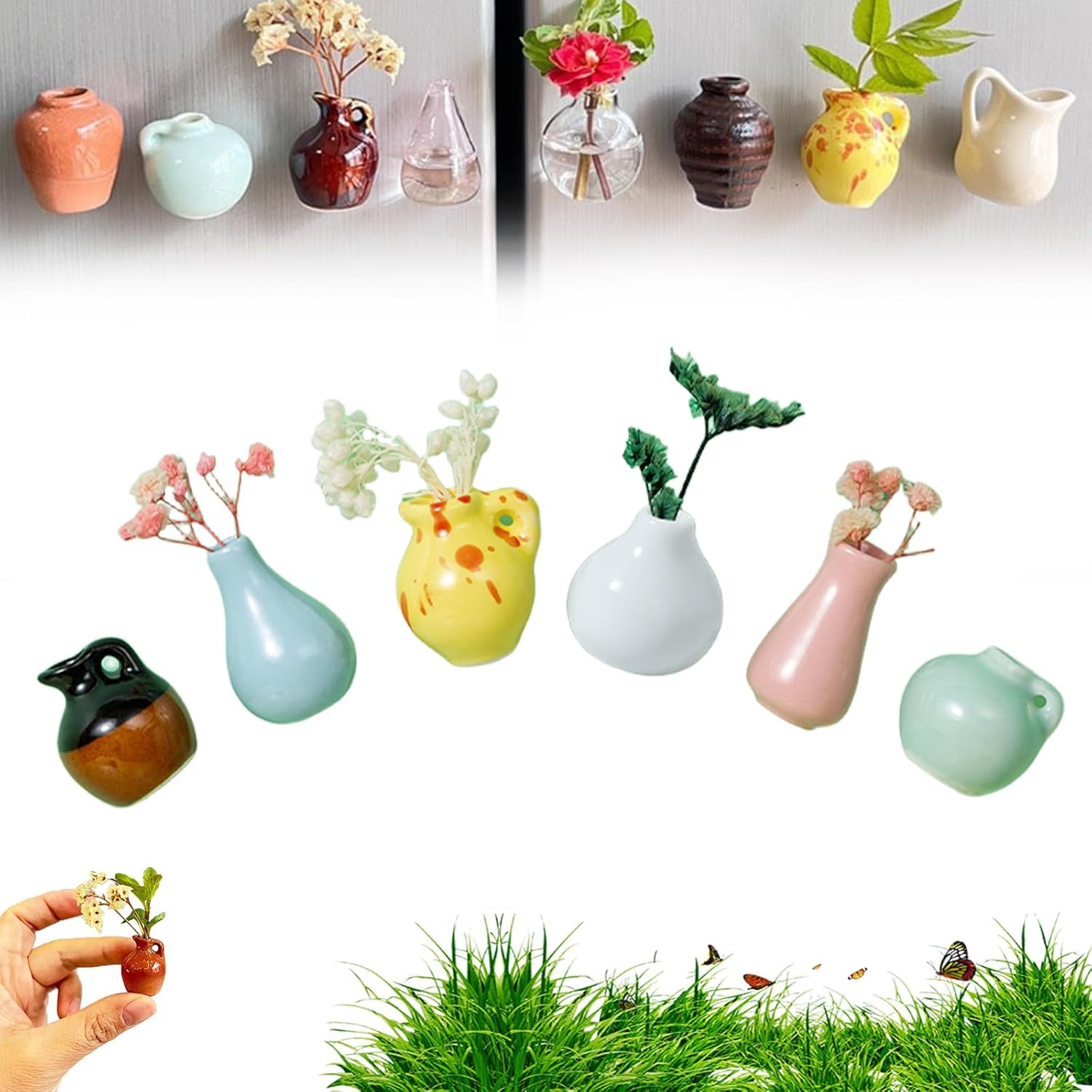 DIY Mini Ceramic Vase Magnets for Fridge, Cute Plant Vase Fridge ...