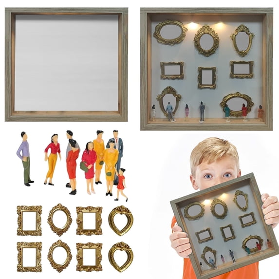 DIY Mini Gold Frames Silhouette Box, Upgrade Shadow Box Frame Kit with Gold Miniature Museum ...