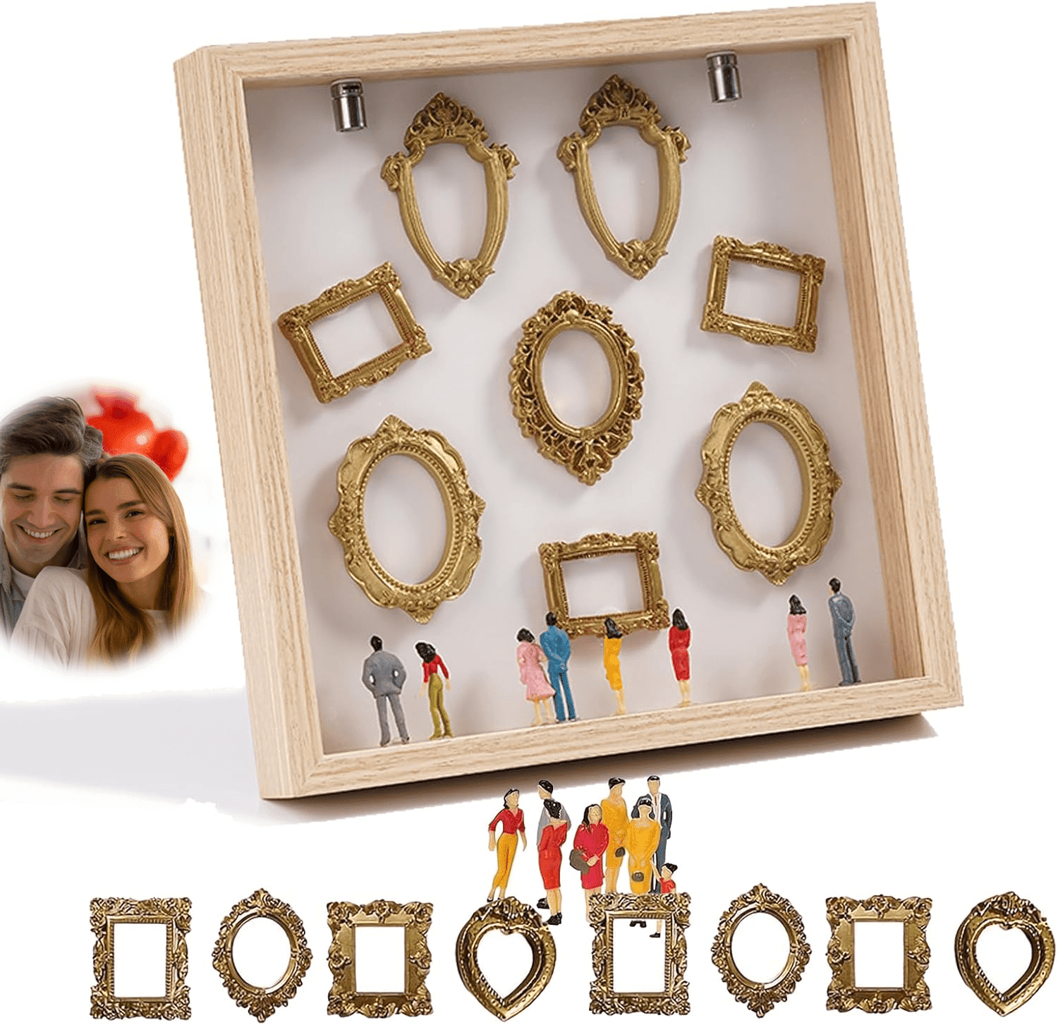 DIY Mini Gold Frames Silhouette Box, Upgrade Shadow Box Frame Kit with ...