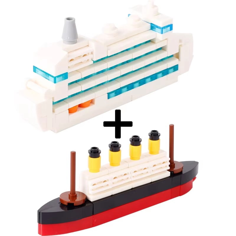 DIY Mini Model Bricks Cruise Ship Cargo Ship Submarine Building Blocks ...
