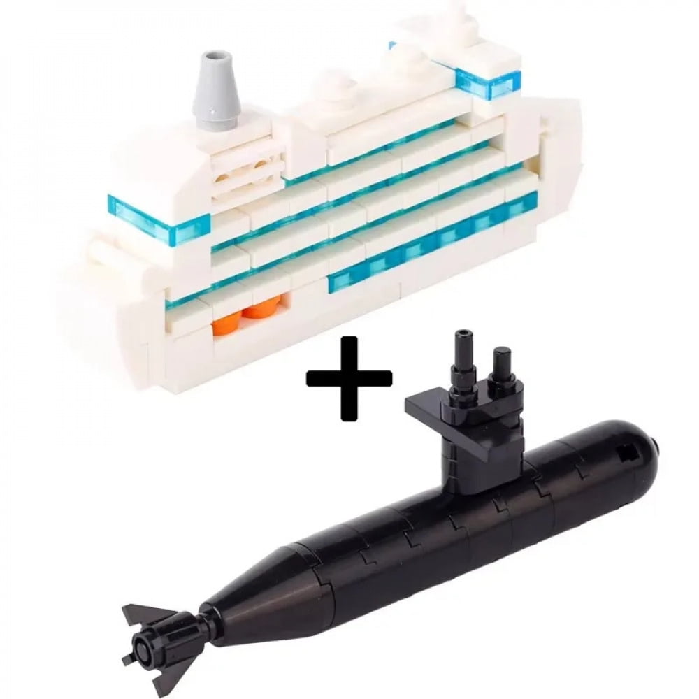 DIY Mini Model Bricks Cruise Ship Cargo Ship Submarine Building Blocks ...