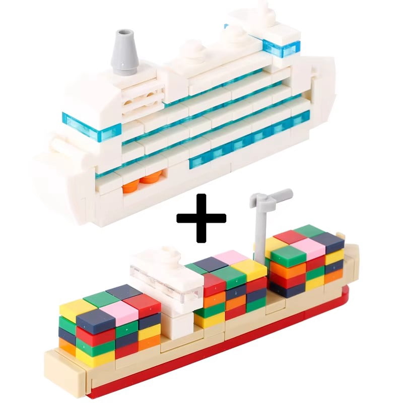 DIY Mini Model Bricks Cruise Ship Cargo Ship Submarine Building Blocks ...