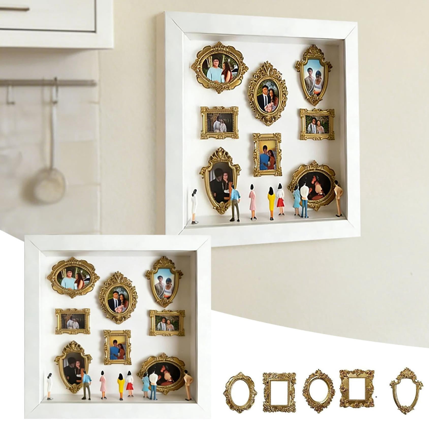 DIY Mini Museum Memory Display Kit - 8 Gold Frames & 10 Figurines for ...