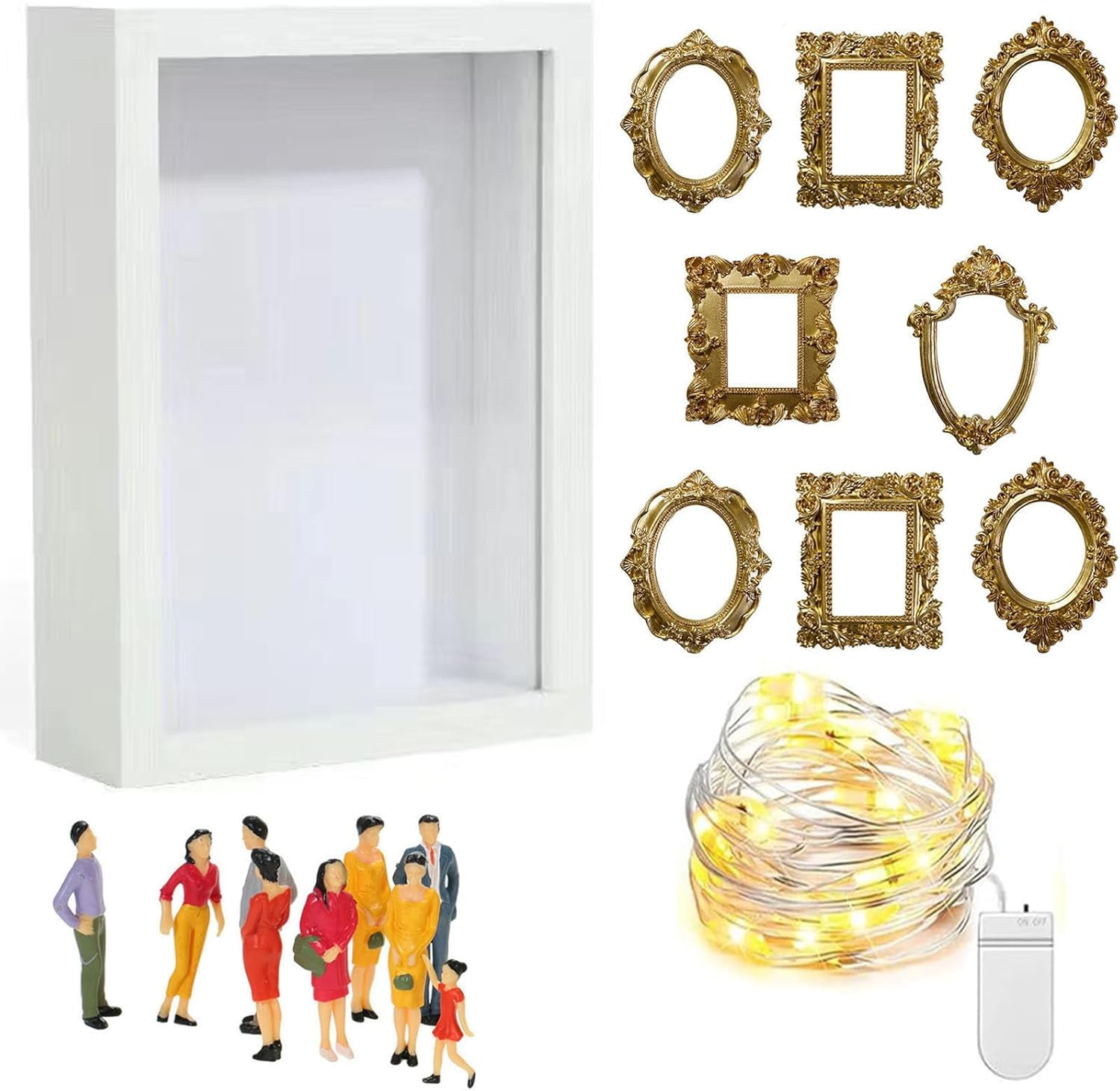 DIY Mini Museum Silhouette Box, Personalized Shadow Box Frame with Gold ...