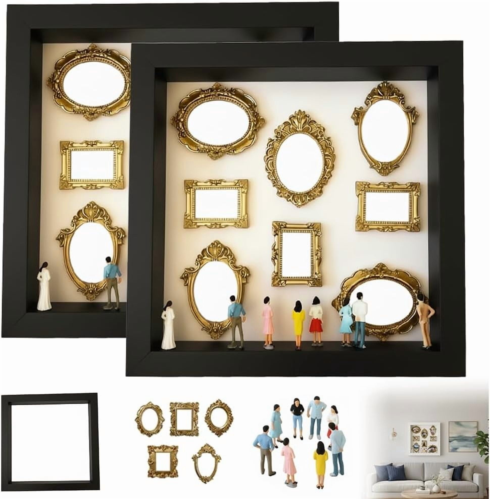 DIY Mini Museum Silhouette Box, Shadow Box Frame Kit with Gold Mini ...