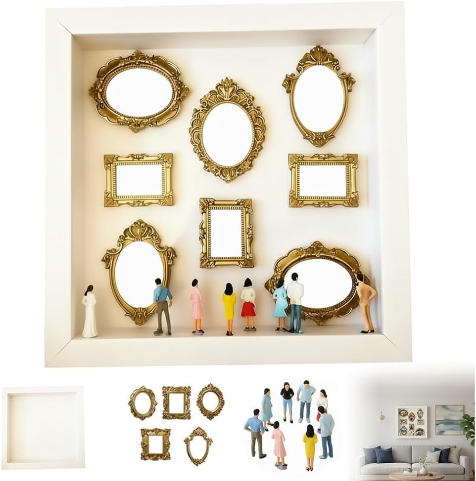 DIY Mini Museum Silhouette Box, Shadow Box Frame Kit with Gold Mini ...