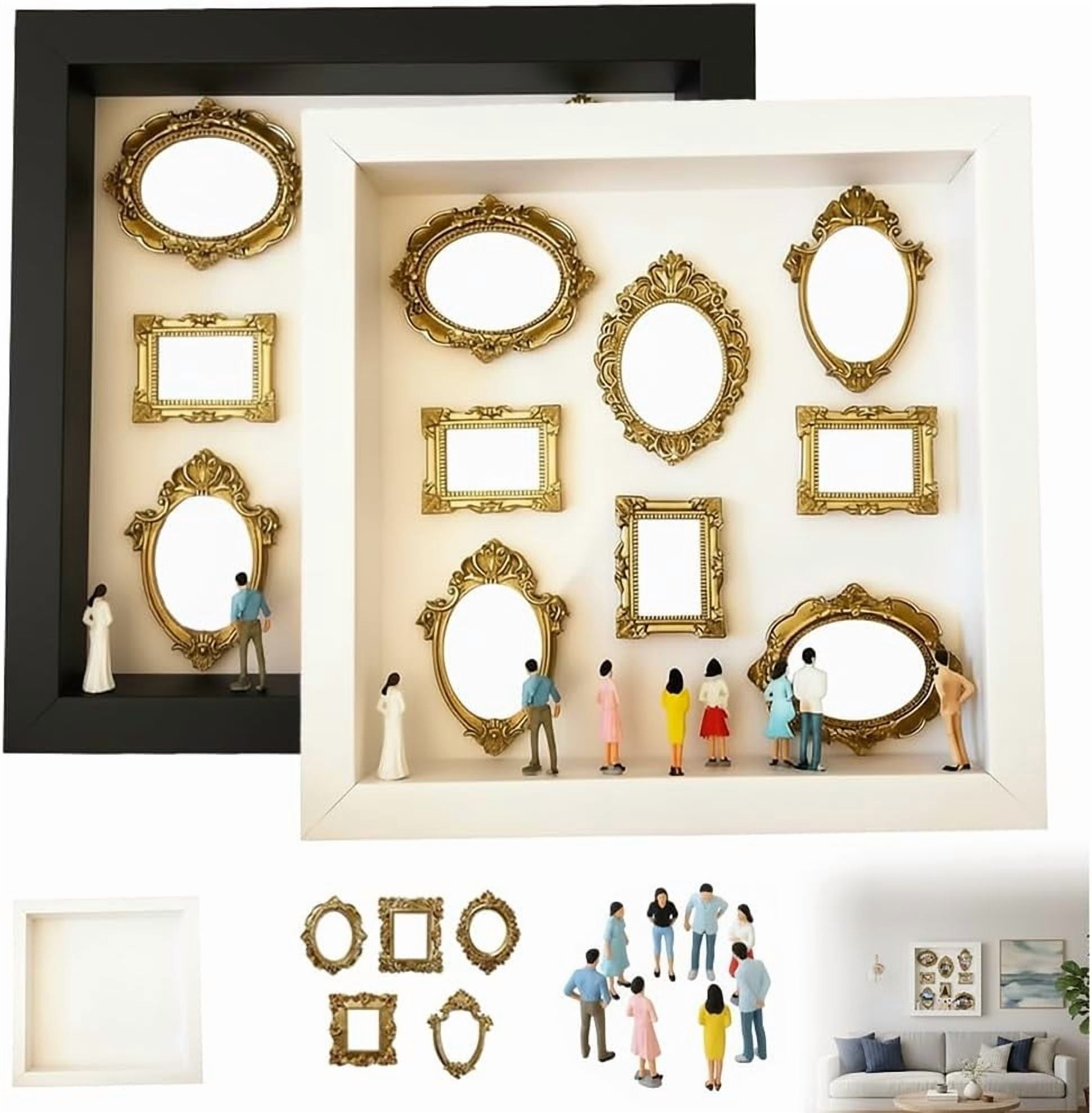 DIY Mini Museum Silhouette Box, Shadow Box Frame Kit with Gold Mini ...
