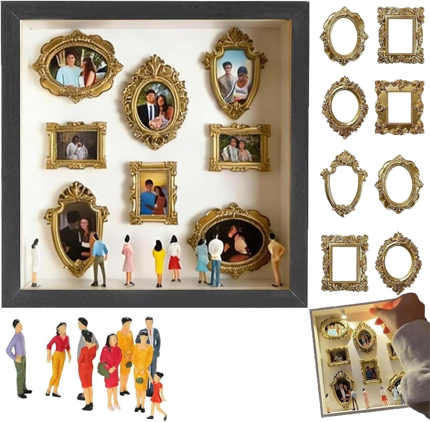 DIY Mini Museum Silhouette Box – Shadow Box Frame Kit with Gold Mini ...