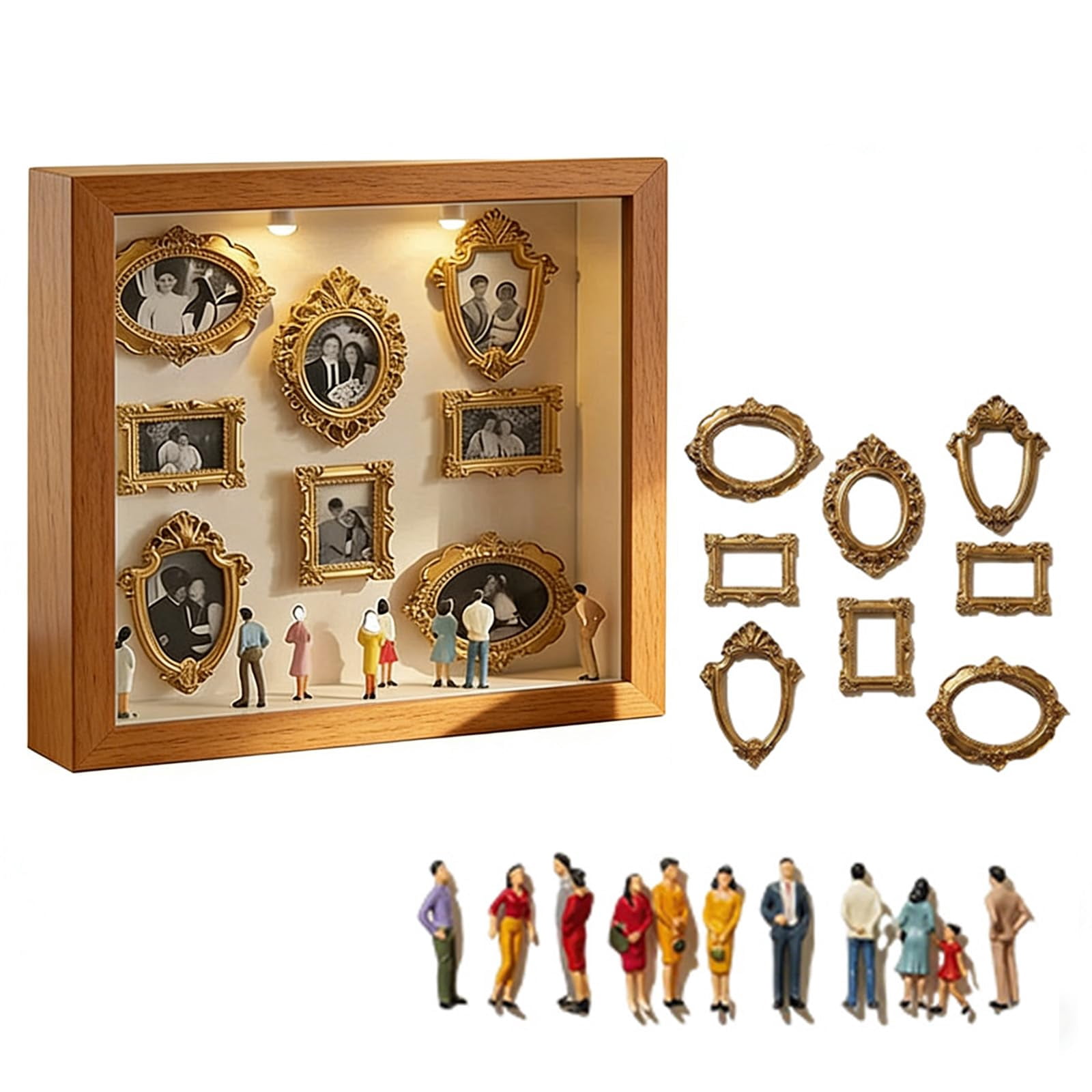 DIY Mini Museum Silhouette Box,Shadow Box Frame Kit with Gold Mini ...