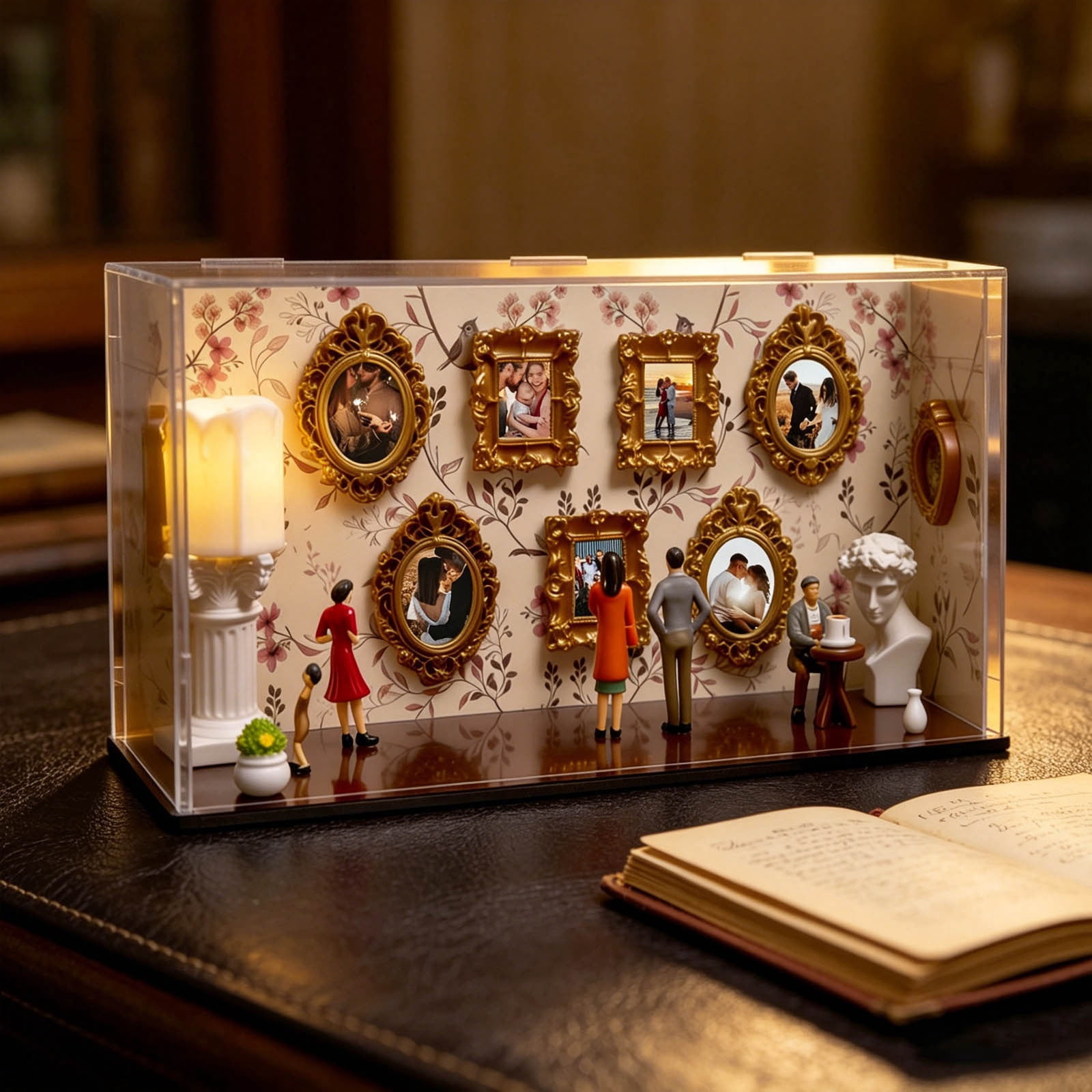 DIY Mini Photo Memory Display Box, Vintage Romantic Scene Photo Album ...