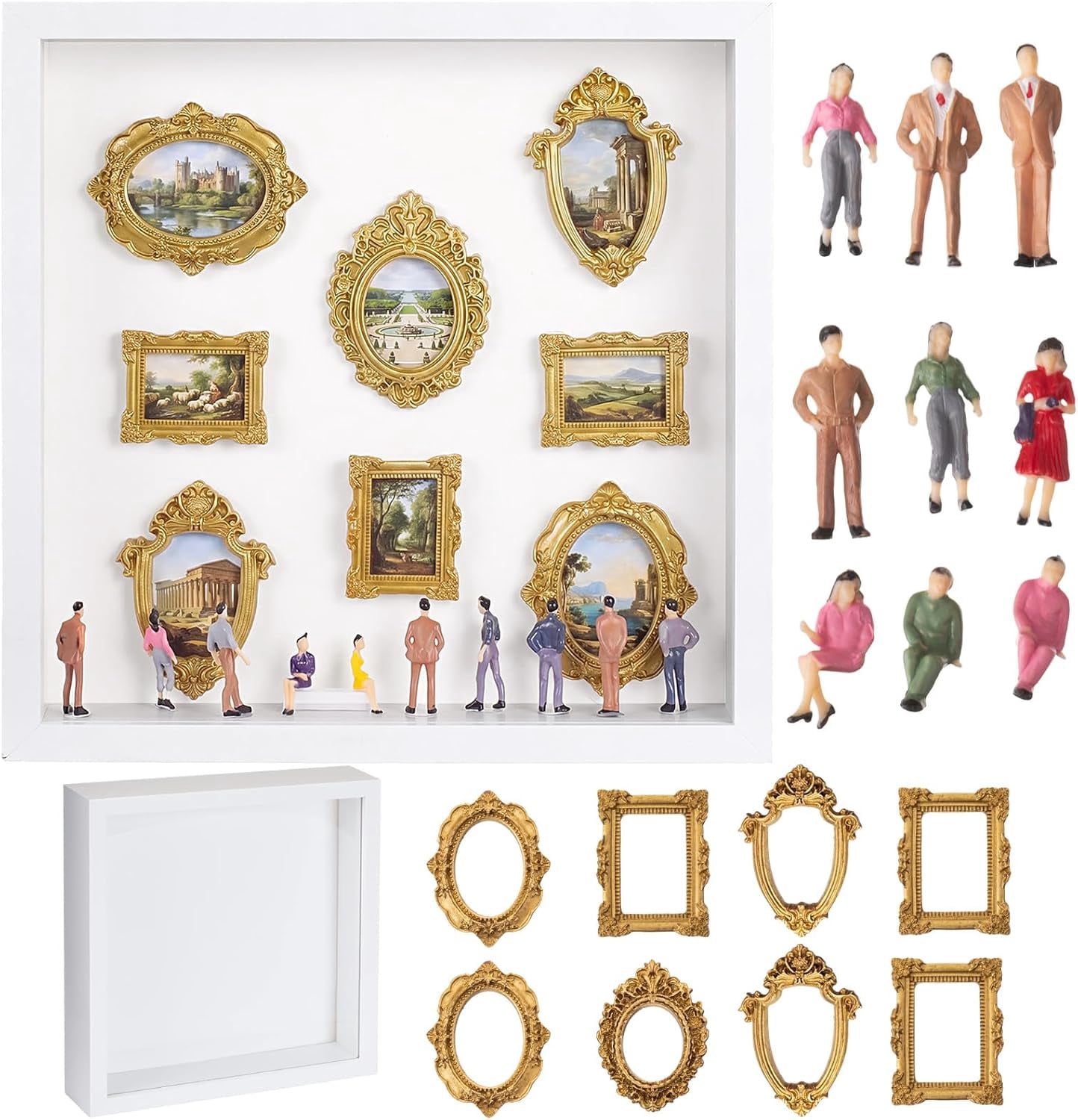 DIY Mini Silhouette Shadow Box Museum Frame Kit, White Memory Collage ...