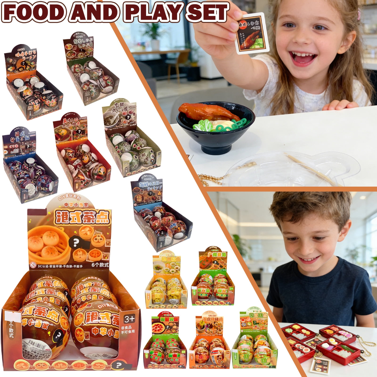 DIY Miniature Food Blind Box Set (6 Packs), Realistic Fake Food Cooking ...