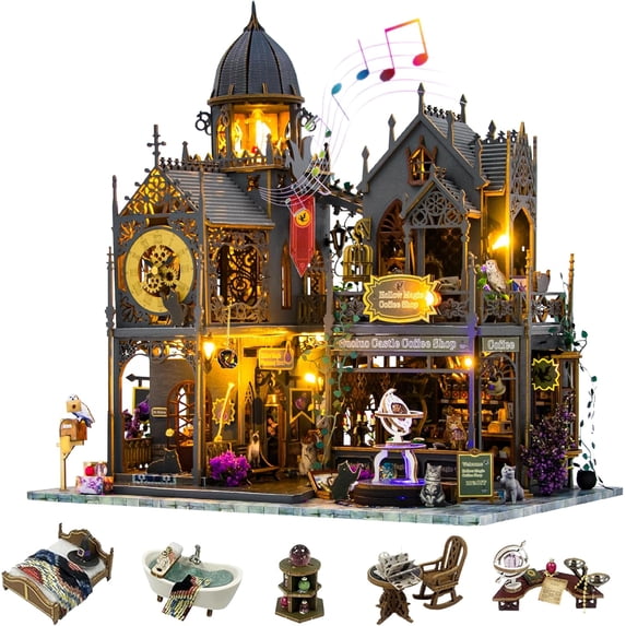 DIY Miniature House Kit: 3D Wooden Puzzle Miniature Kit with LED Lights ...