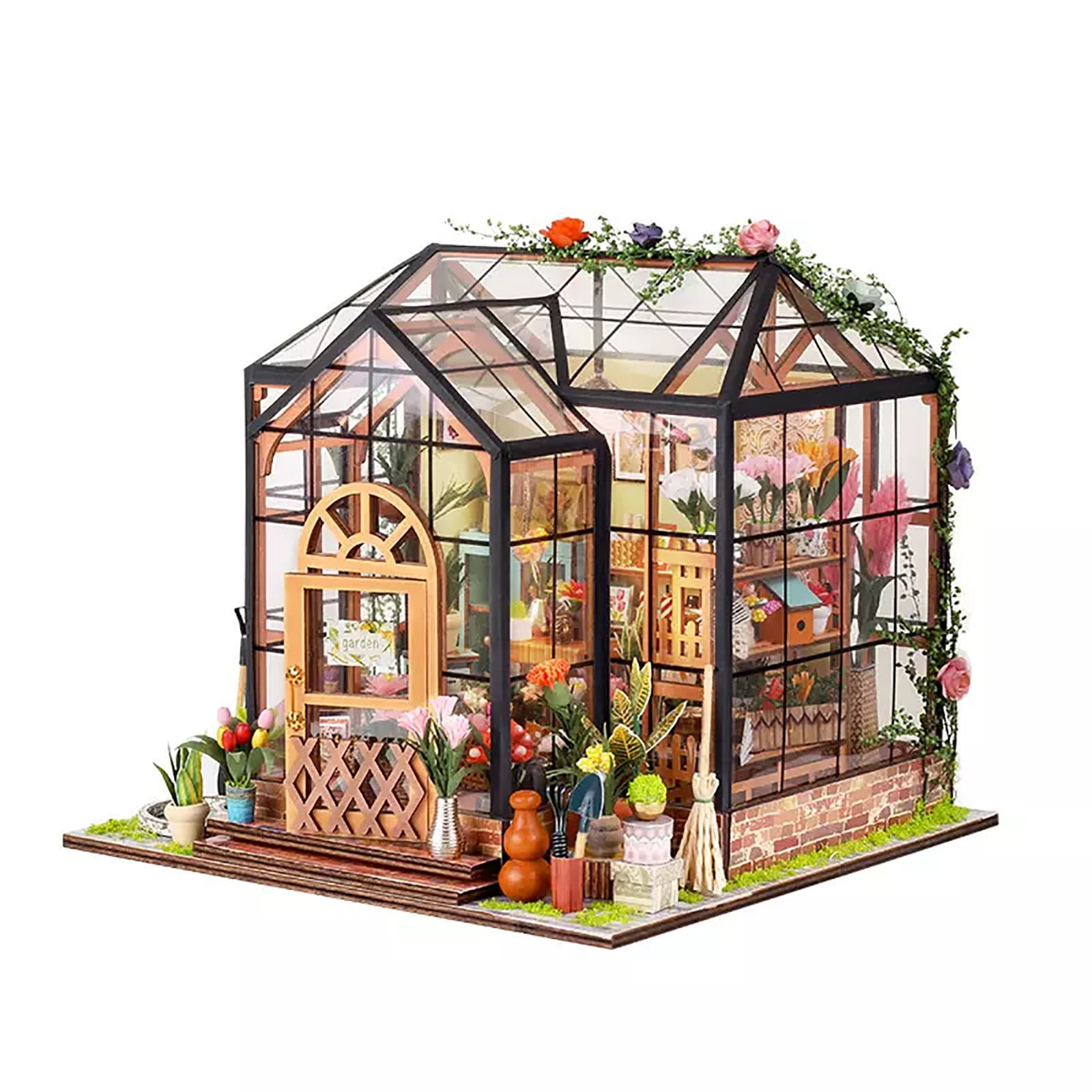 DIY Miniature House Kit Greenhouse,Tiny House kit with Furniture,Wooden ...