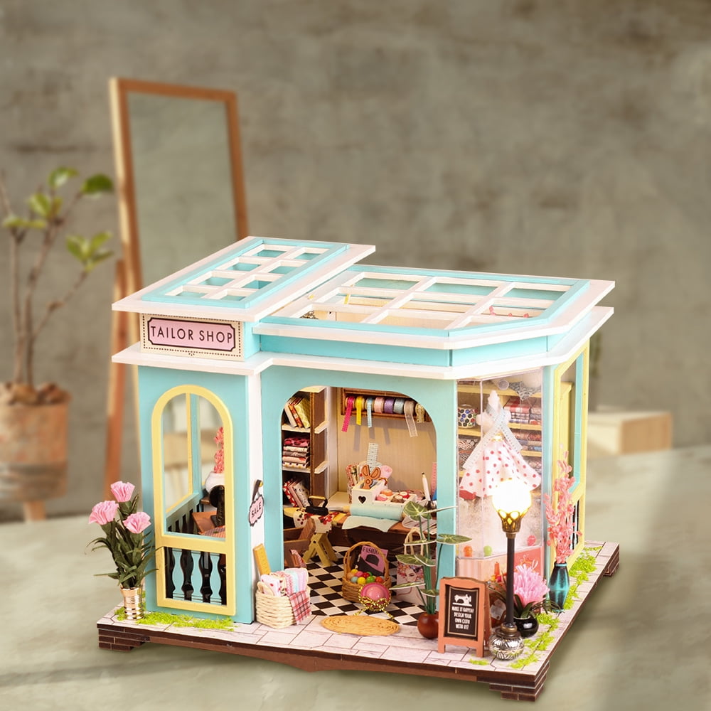 DIY Miniature House Kit Mini Tailor Shop Dollhouse Making Kit With ...