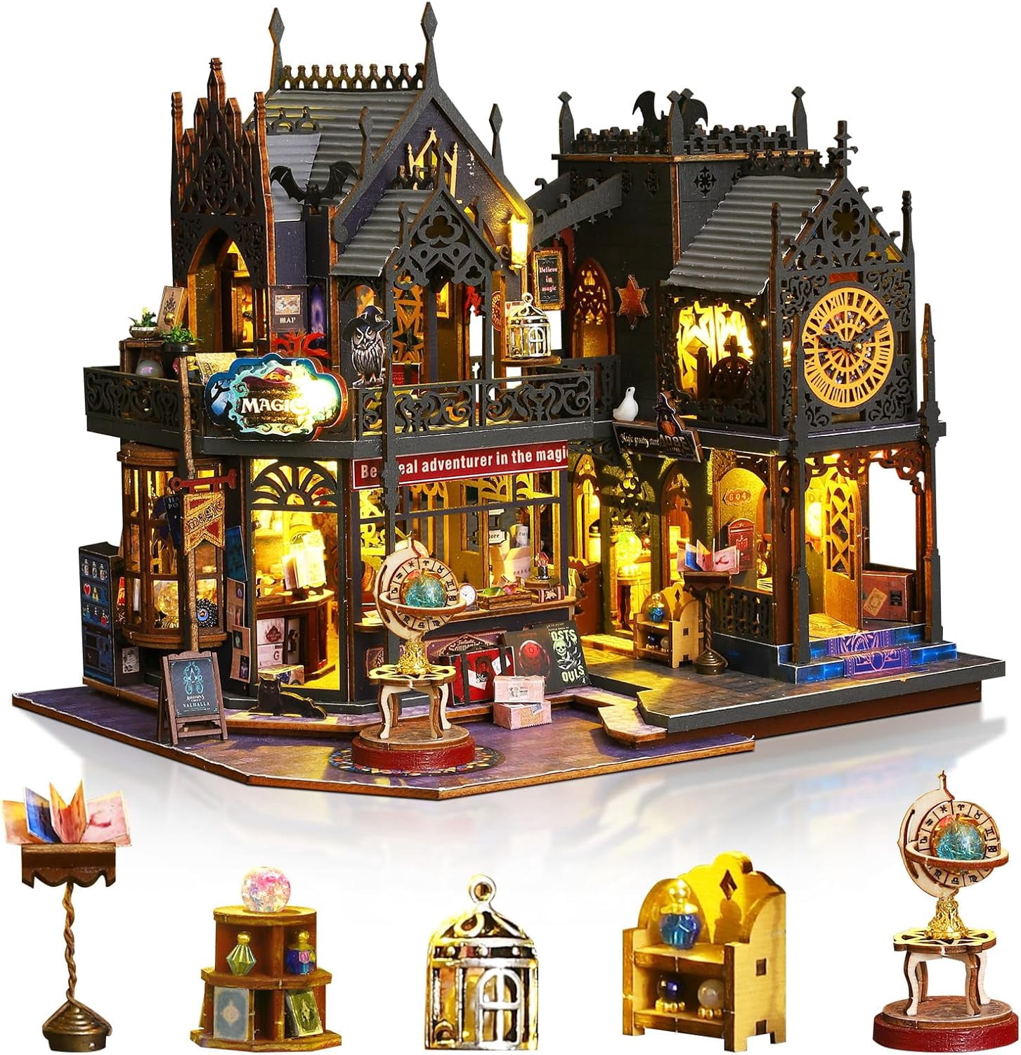 DIY Miniature House Kits, Tiny House Kit with LED, Doll House Kits for ...