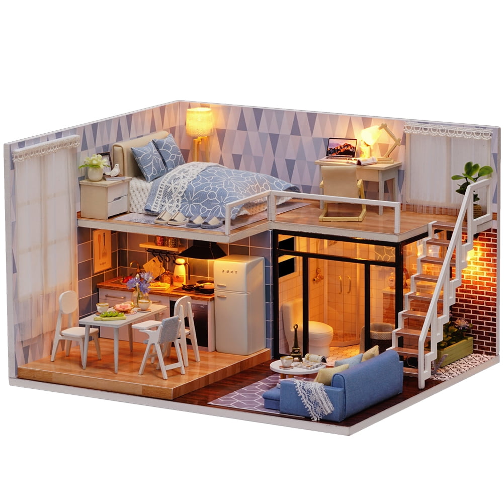 DIY Miniature Manual Cottage Assemble Toys for Friends Families Light ...