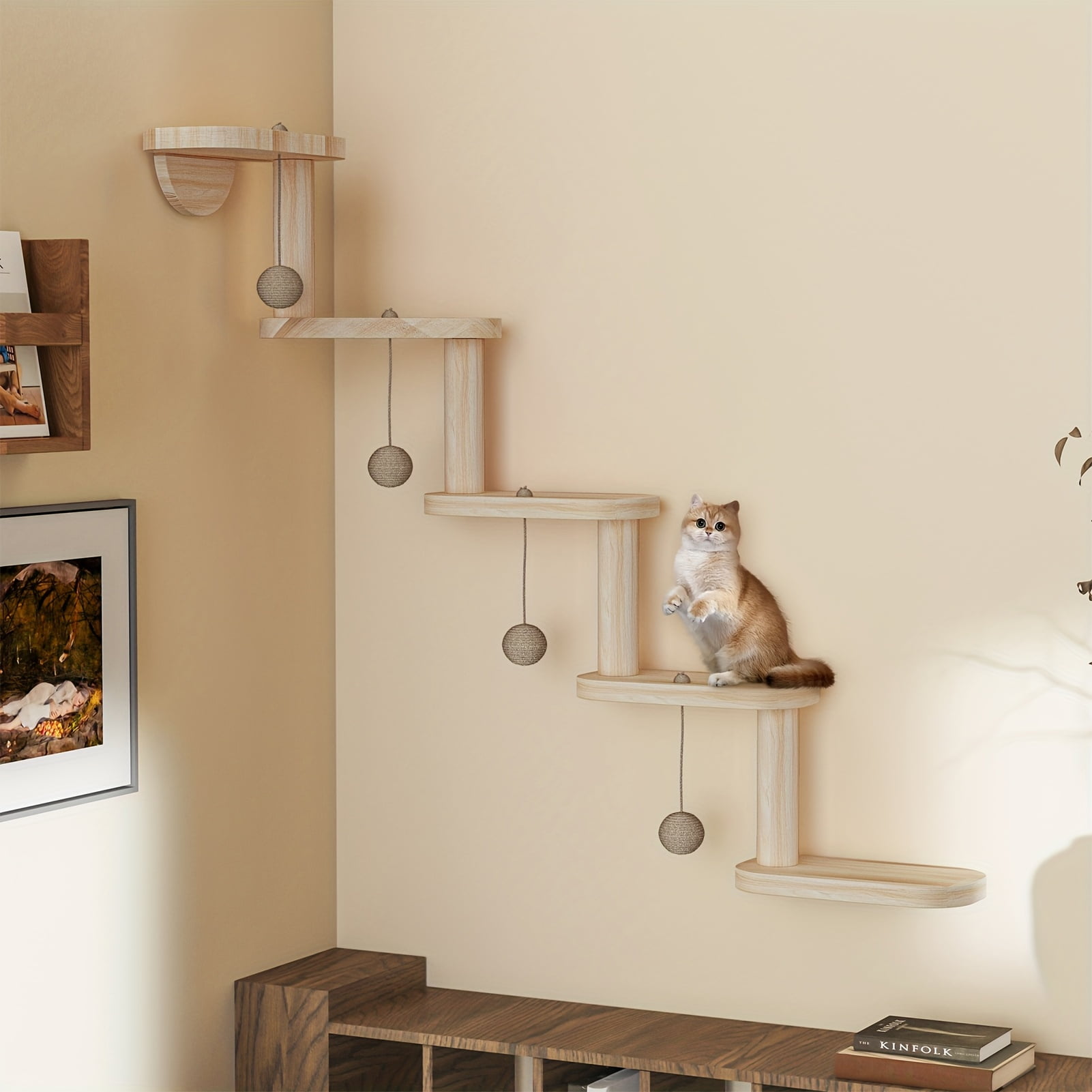 DIY Modular Cat Wall Climbing Shelf with 4 Cat Balls - Multi-Level Cat ...