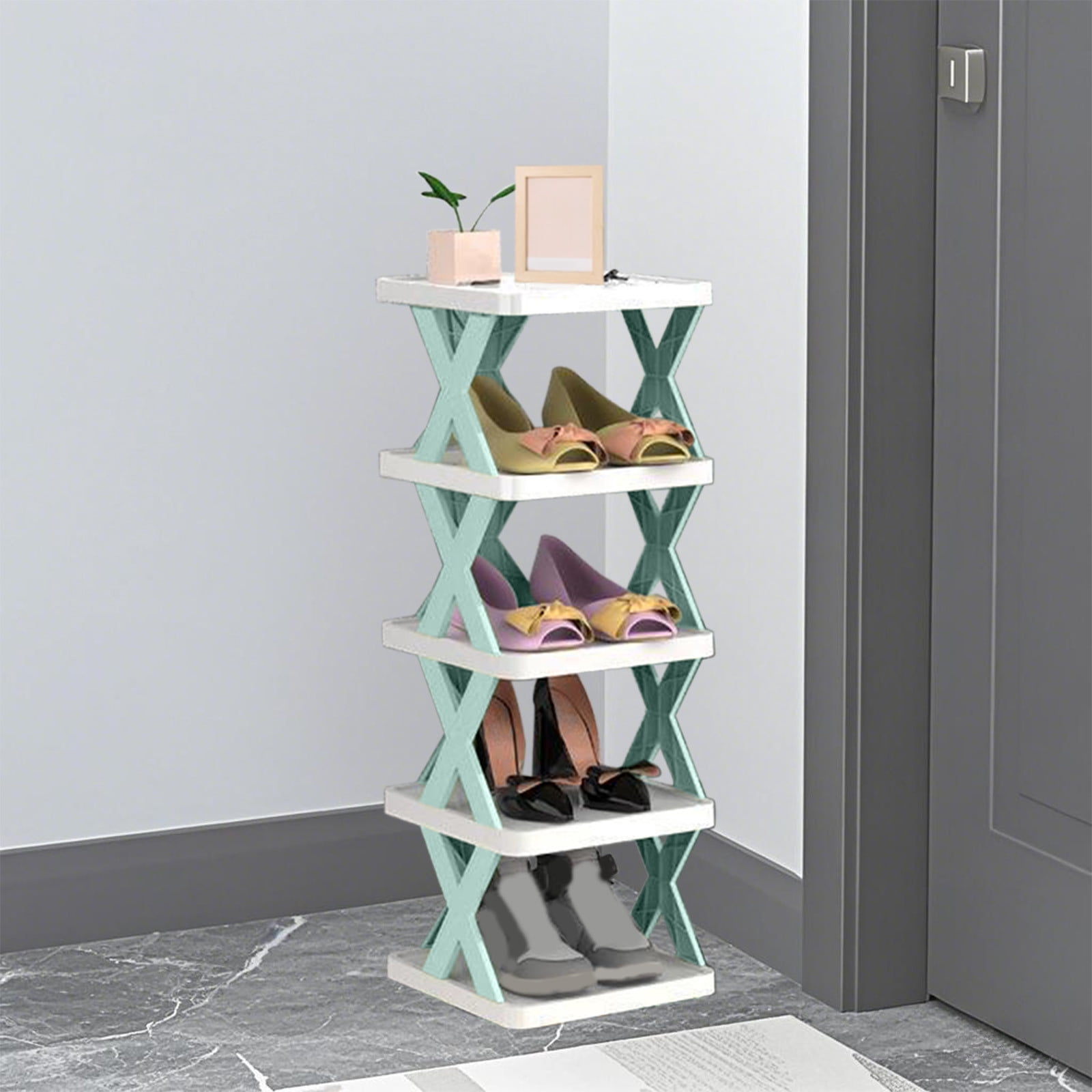 DIY Modular Storage Shelf 5 Tier Plastic Stackable Shoe Rack Organizer ...