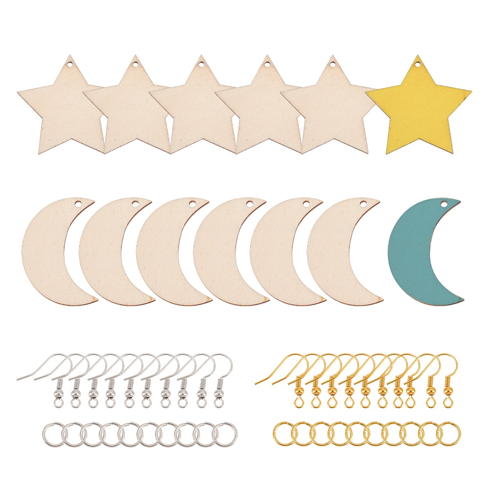 DIY Moon Star Dangle Earring Making Kit Including Brass Earring Hooks ...