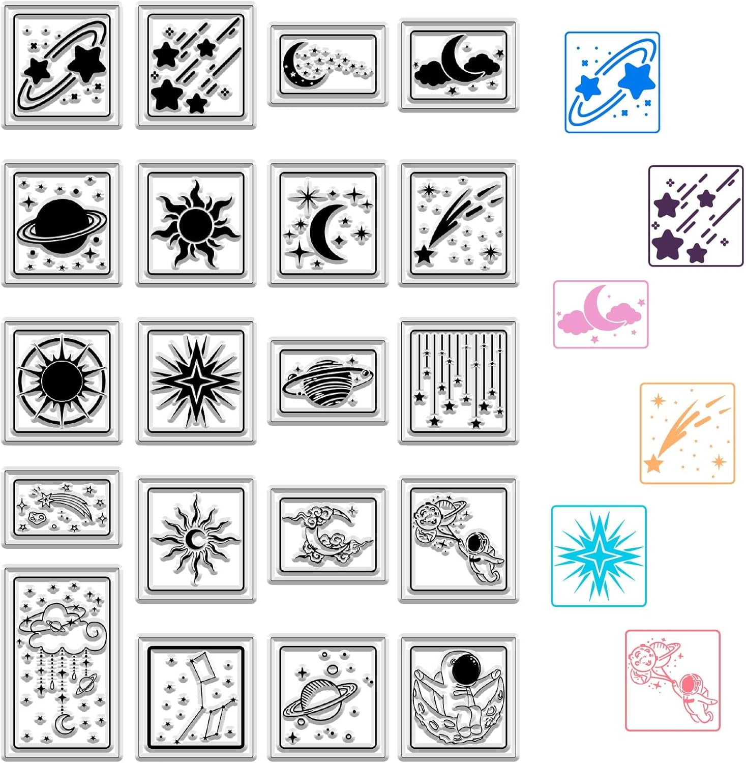 DIY Moon Star Sun Clear Rubber Stamps Clouds Little Label Reusable ...