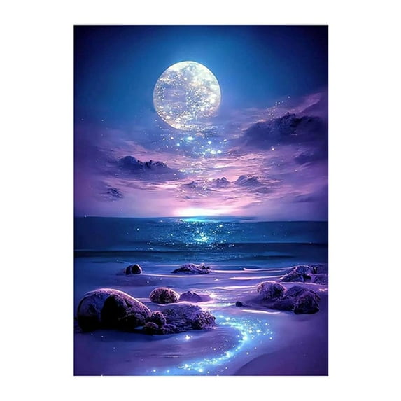DIY Moonlight Beach Diamond Art Kit, Wall Decor Craft Kit for Adults ...