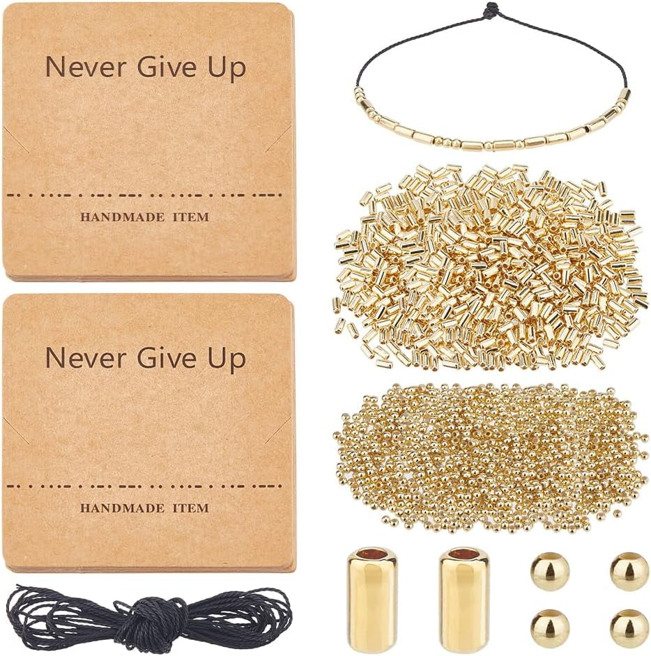DIY Morse Code Bracelet Bead Kit Including 2000Pcs 2 Styles Golden ...