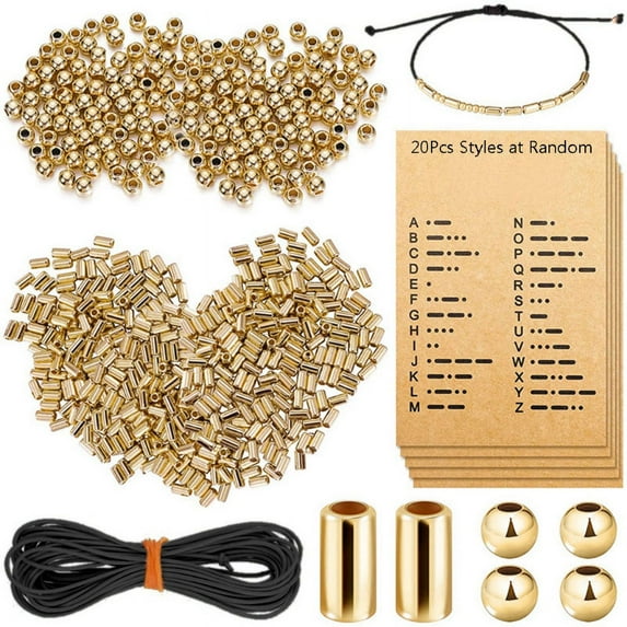 DIY Morse Code Bracelet Making Kit 400 Round Spacer Beads 400 Long Tube ...