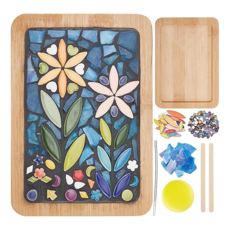 DIY Mosaic Craft Kit Mosaic Bamboo Coasters Kits for Adults Beginner ...