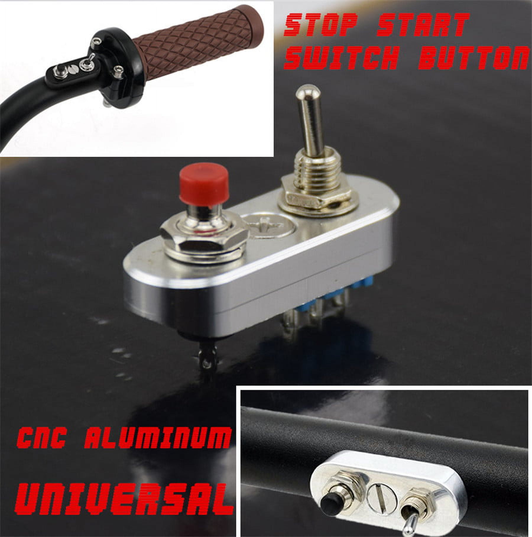 DIY Motorcycle Handlebar Engine Ignition Starts Stop Lever Silver ...