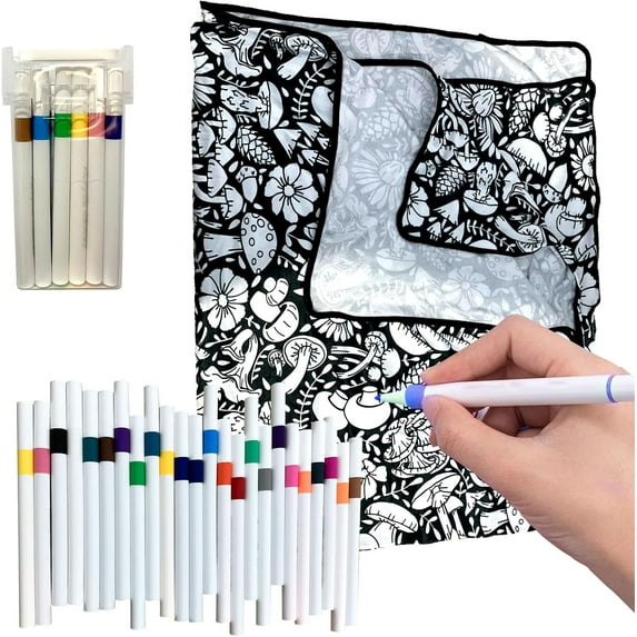 DIY Mushroom Design Coloring Blanket Kit with Washable Markers ...