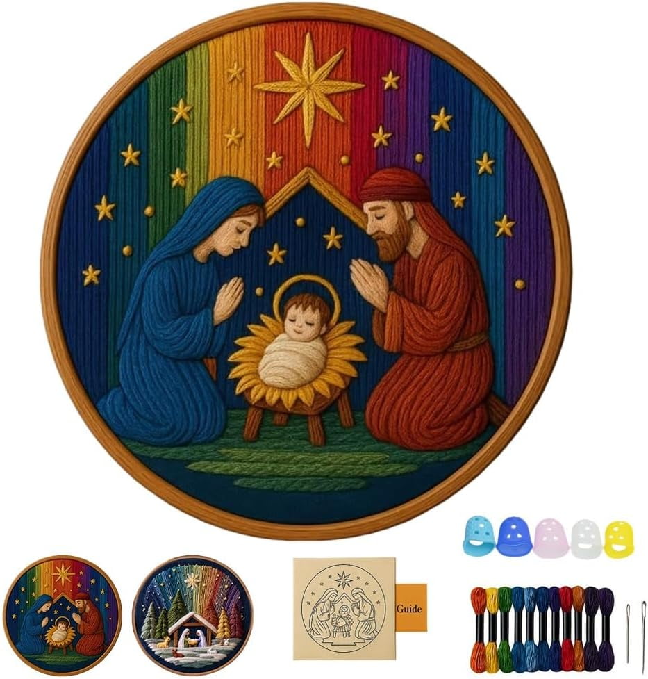 DIY Nativity Embroidery Set – Stitch the Holy Story, Christian Nativity ...