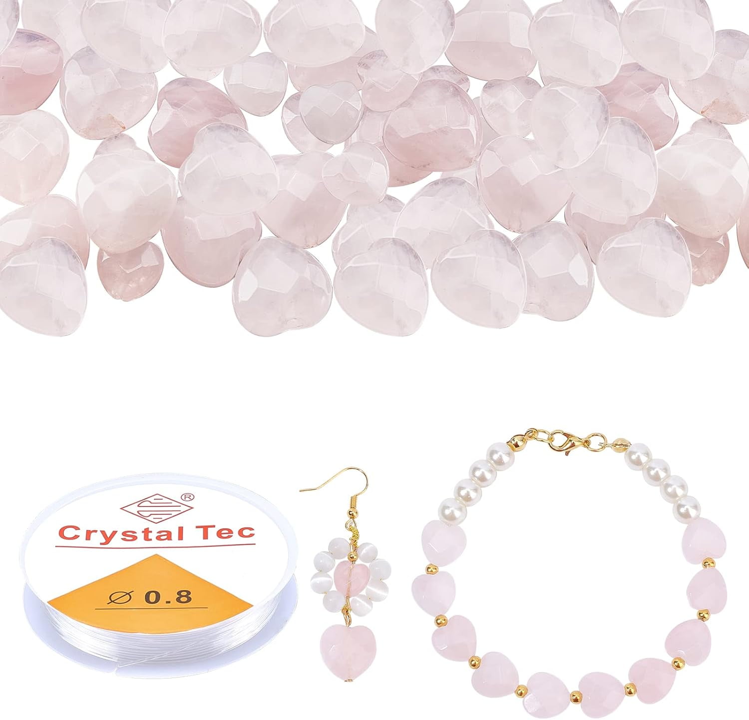 DIY Natural Stone Beads Bracelet Making Kit Including Heart Natural ...