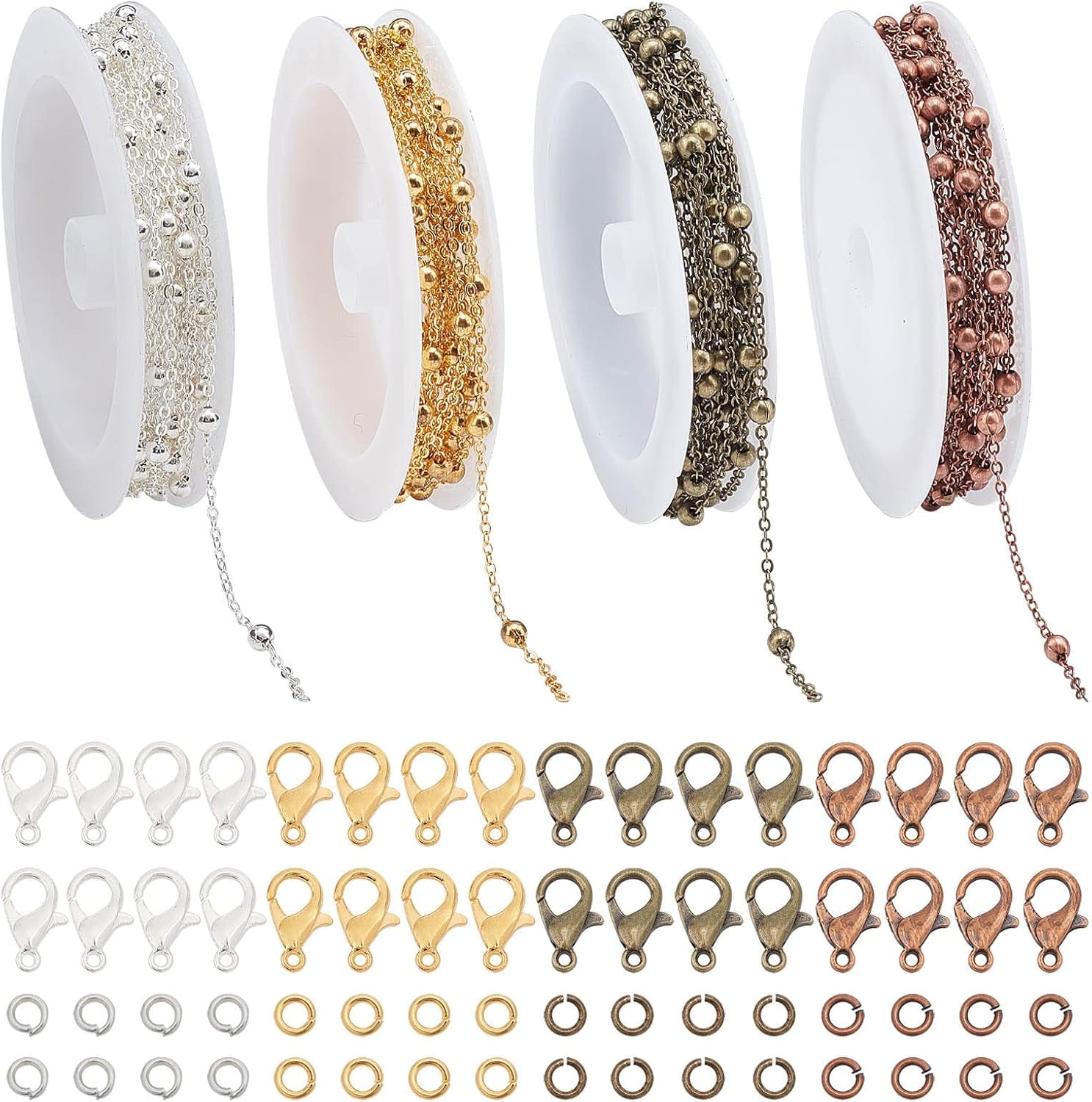 DIY Necklace Making Kits Including Brass Coated Iron Satellite Chains ...