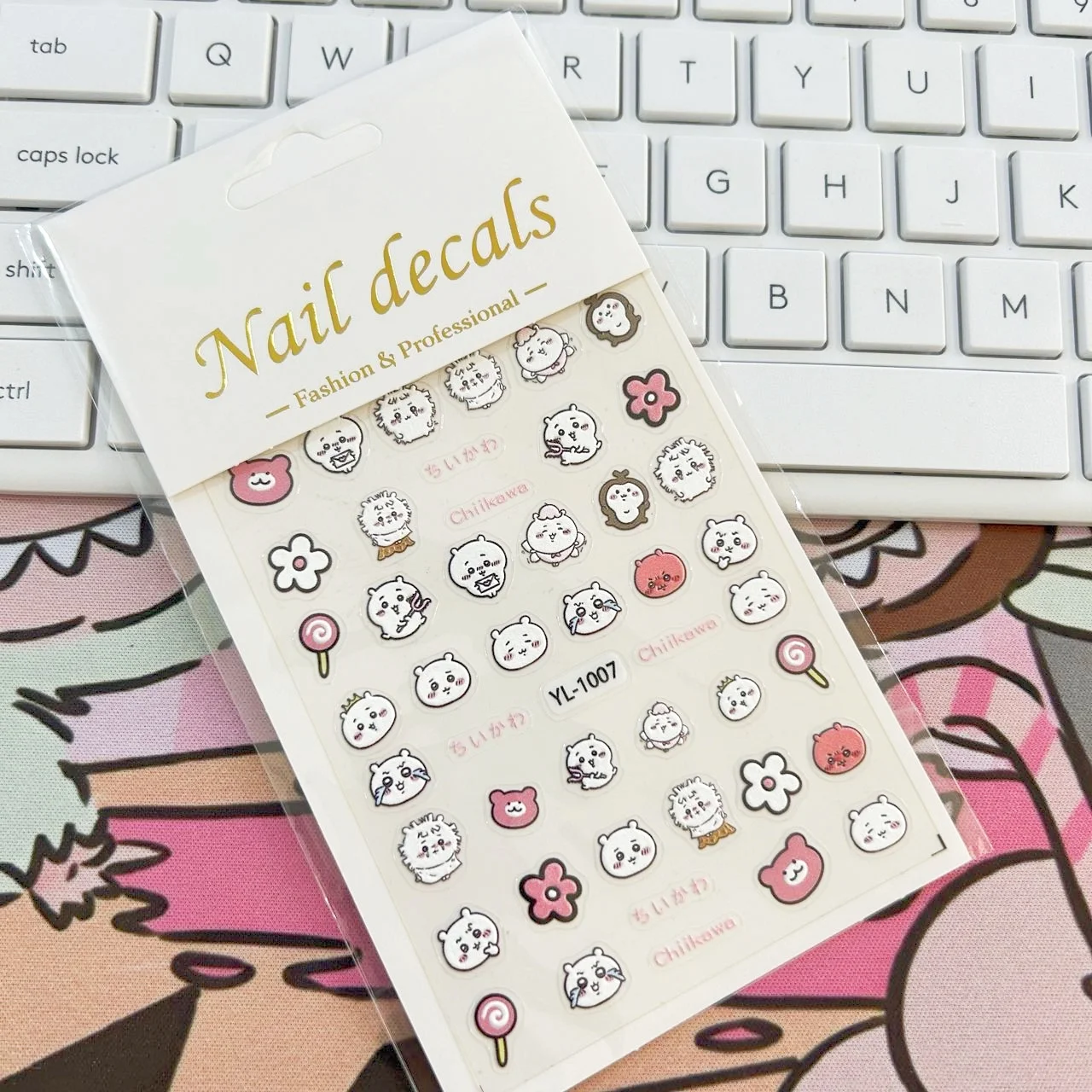 DIY New Chikawa Three-dimensional Nail Art Embossed Stickers Hachiware ...