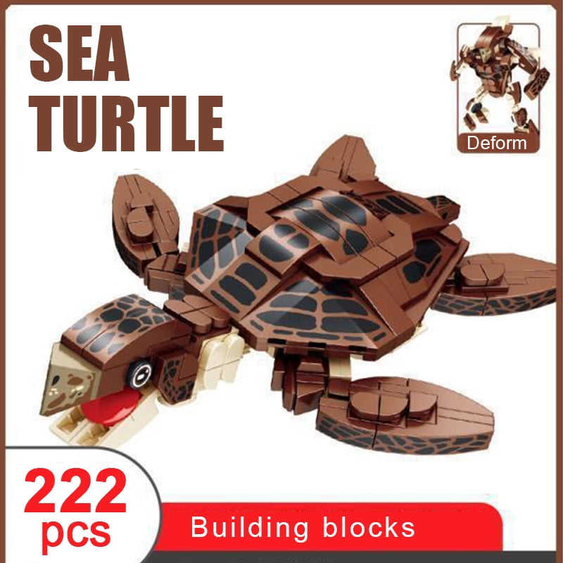 DIY Ocean Animals Building Block Creative Assembly Crab Small Particle ...