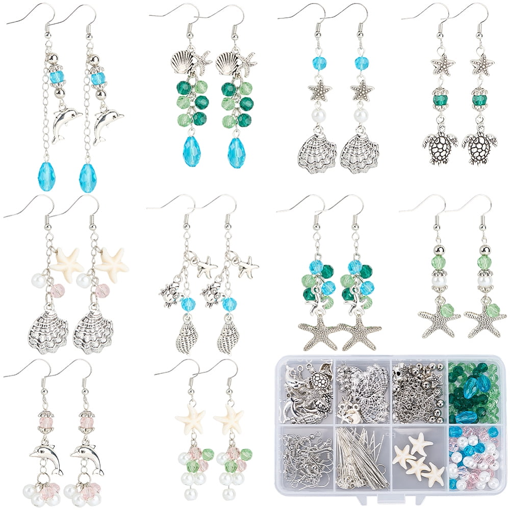 DIY Ocean Themed Alloy Charms Dangle Earring Jewelry Kits Mixed Color ...