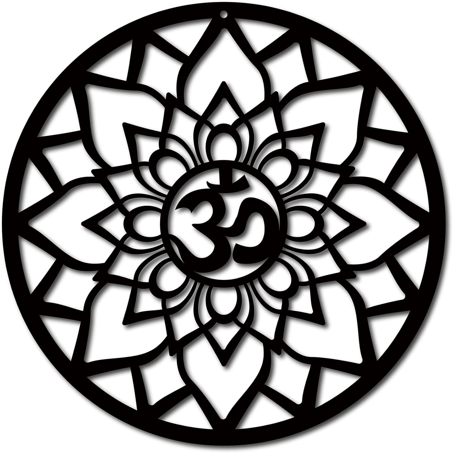 DIY Om Aum Lotus Wooden Wall Decor Laser Cut Wood Sign Art Crystal Grid ...